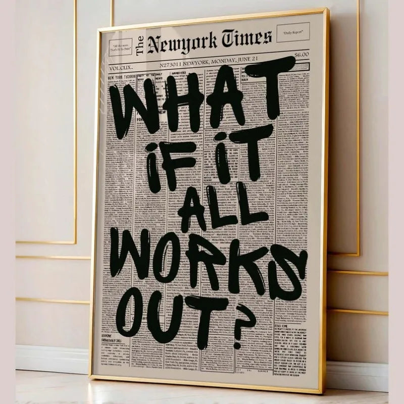 Retro-style "If All Goes Well" Newspaper Layout Posters, Stylish Wall ...